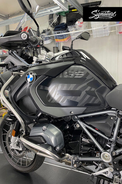 BMW R1200GS LC Adventure Triple Black Zebra Side Tank - Signature ...