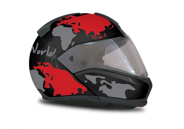 BMW System 6 Helmet (Black) The Globe Series Silver & Red Stickers Kit ...