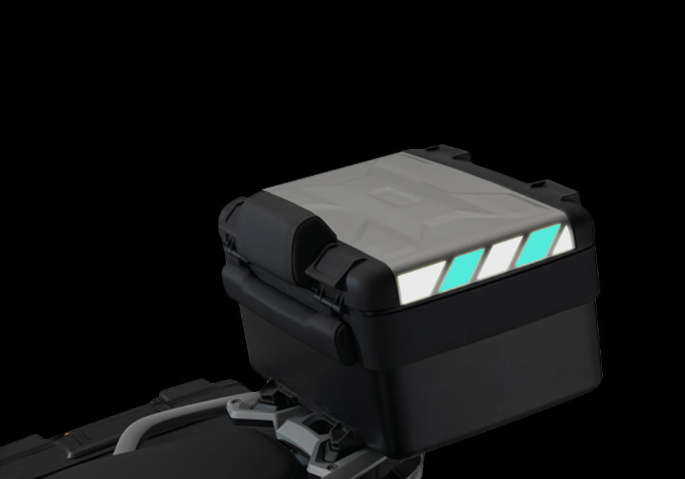 BMW Vario Top Box Black & Blue Reflective Stripes - Signature Custom ...