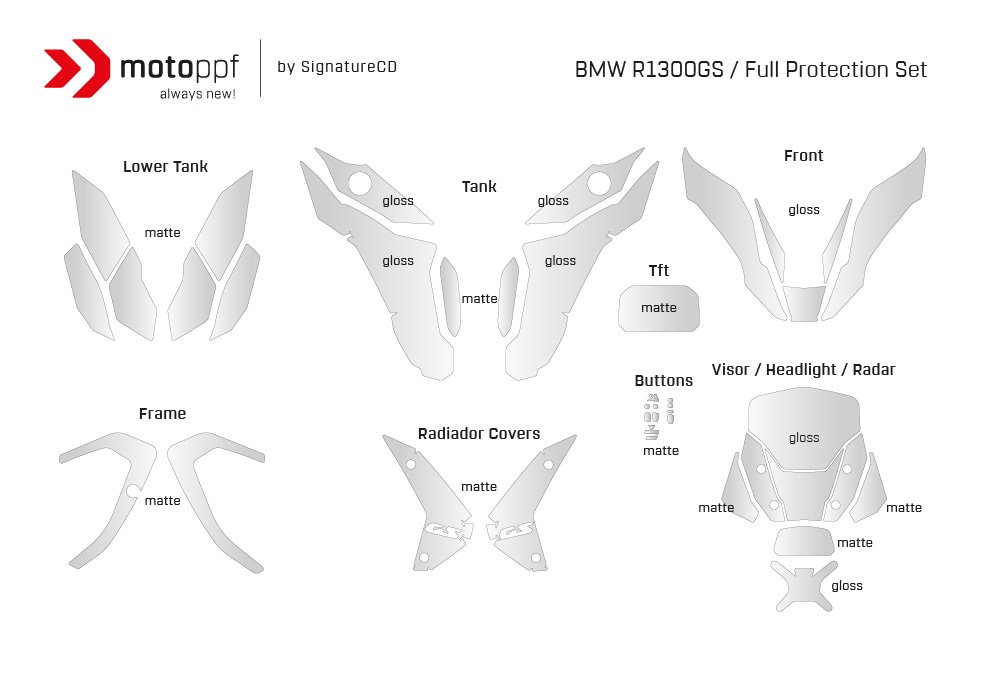 BMW R1300GS Full Paint Protective Film